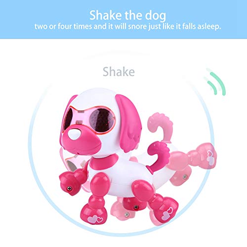 Robot Dog Toy, Electronic Robot Dog Pet Toy Smart Kids Interactive Walking Sound Puppy with LED Light Educational Toy Gift Robot Dog Toy for Kids Children (Rose Red)