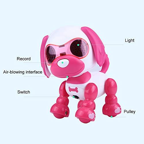 Robot Dog Toy, Electronic Robot Dog Pet Toy Smart Kids Interactive Walking Sound Puppy with LED Light Educational Toy Gift Robot Dog Toy for Kids Children (Rose Red)