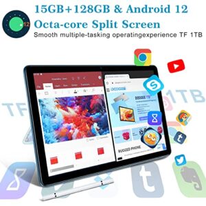 DOOGEE T10 Android Tablet 2023, 10.1" FHD+ Android 12 Tablet, 15GB+128GB Octa-Core Gaming Tablet, 8300mAh Battery 2.4G/5G WiFi Tablet, TÜV Low Bluelight Tablet Android, Bluetooth, GPS, Split Screen