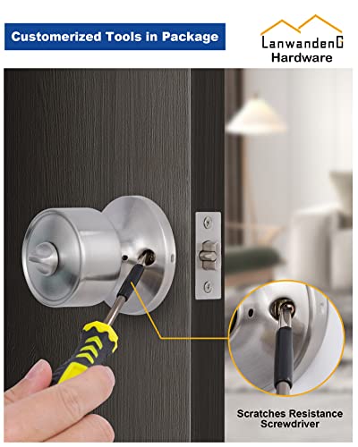 Lanwandeng 2 Sets Keyed Alike Entry Door Knobs and Single Cylinder Deadbolt Lock Combo Set Security for Entrance and Front Door, All Keyed Same Door Lock with Classic Satin Nickel Finish