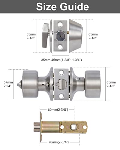 Lanwandeng 2 Sets Keyed Alike Entry Door Knobs and Single Cylinder Deadbolt Lock Combo Set Security for Entrance and Front Door, All Keyed Same Door Lock with Classic Satin Nickel Finish