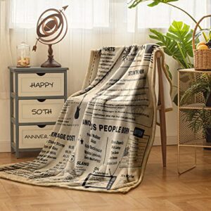 50th Anniversary Blanket Gifts Gift for 50th Wedding Anniversary Golden 50 Years of Marriage Gifts for Couple Wife Husband Dad Mom Parents Grandpa Grandma Grandparents Back in 1973 Blanket 60Lx50W