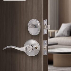 Keyed Alike Front Door Lever Lockset with Single Cylinder Deadbolt Combination Set, Exterior Door Knob with Lock and Deadbolt, Satin Nickel Finished, 2Sets