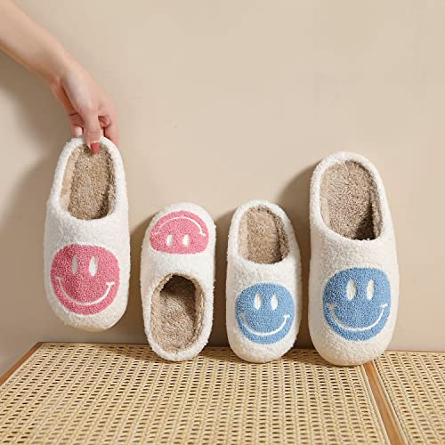 KEYUSHOP Smiley Face Slippers for Kids Happy Face House Slippers Soft Plush Warm Slipper Anti-Slip Winter Fluffy House Shoes for Boys Girls