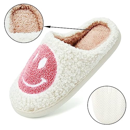 KEYUSHOP Smiley Face Slippers for Kids Happy Face House Slippers Soft Plush Warm Slipper Anti-Slip Winter Fluffy House Shoes for Boys Girls