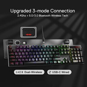 Redragon K556 PRO Upgraded Wireless RGB Gaming Keyboard, BT/2.4Ghz Tri-Mode Aluminum Mechanical Keyboard w/No-Lag Connection, Hot-Swap Linear Quiet Red Switch