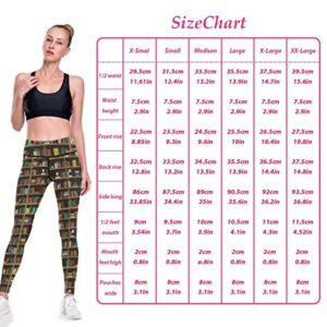 Cubirmin Library Bookshelf Bookcase Leggings for Women High Waisted Yoga Pants for Women Girl Butt Lifting Workout Leggings with for Running, Cycling, Dancing, Fitness, S