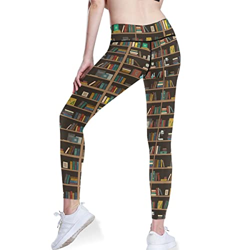 Cubirmin Library Bookshelf Bookcase Leggings for Women High Waisted Yoga Pants for Women Girl Butt Lifting Workout Leggings with for Running, Cycling, Dancing, Fitness, S