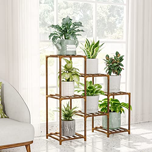 GENTINGBRO Plant Stand Indoor Outdoor Wood Plant Shelf for Multiple Plants Corner Plant Rack Window Flower Stand for Garden Patio