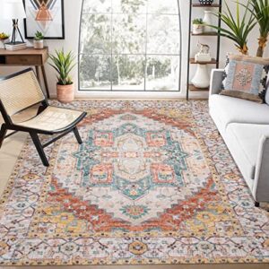 Washable Area Rugs 5x7for Living Room Rugs Machine Washable Non Slip Low-Pile Carpet Distressed Printed Large Area Rug for Living Room Bedroom Indoor