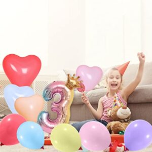 40-Inch Rainbow Gradient Number 3 Crown Balloons Set, 3rd Birthday Decorations, 3rd Birthday Balloons for 3th Anniversary decorations. (birthday balloon 3)