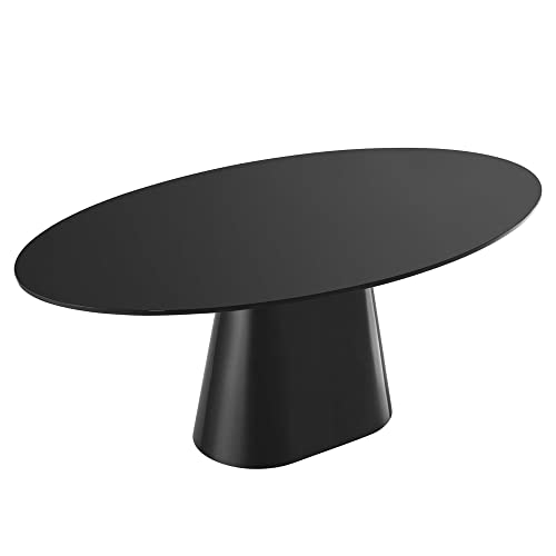 Modway Provision 75" Oval MDF Wood Dining Table in Black Finish