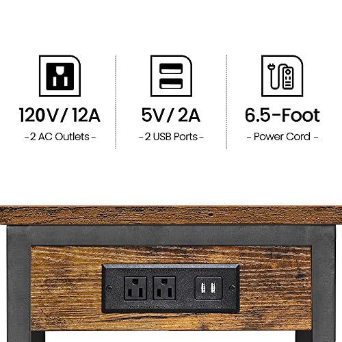 TUTOTAK End Table with Charging Station, Side Table with Storage, Flip Top Bedside Table with USB Ports and Outlets, Nightstand for Small Spaces, Sofa Table TB01BB051