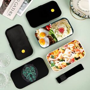 Cthulhu Bento Lunch Box Leak-Proof Bento Box Food Containers with 2 Compartments for Offce Work Picnic Green-Style