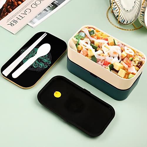 Cthulhu Bento Lunch Box Leak-Proof Bento Box Food Containers with 2 Compartments for Offce Work Picnic Green-Style