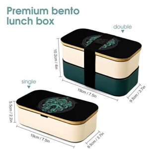 Cthulhu Bento Lunch Box Leak-Proof Bento Box Food Containers with 2 Compartments for Offce Work Picnic Green-Style