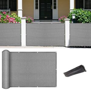 2'6" x 15' grey fence screen balcony privacy screen shade netting mesh cloth with grommets for apartment, patio, backyard, porch, railing - customized size