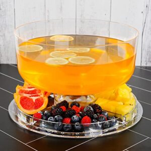 7Penn Clear Acrylic Cake Stand with Dome Cover Lid - 12in Multi-Function Cake Plate Serving Platter and Punch Bowl Set