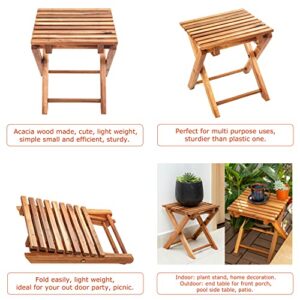 TIMBERHOLM Pack of 2 Folding Side Tables Outdoor for Patio, Small Folding Table, Outdoor Table Small, Teak Table Outdoor, Foldable Table, Small Patio Side Table, Natural (Square)