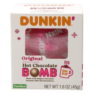 Dunkin Original Hot Chocolate BOMB, 12 Pack, Melting Belgian Milk Chocolate Ball Filled with Mini Marshmallows, Pack of 12 Hot Cocoa Treats by Frankford Candy