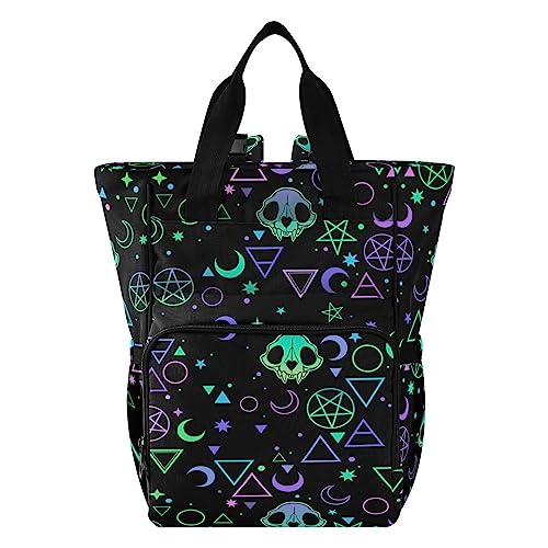 MNSRUU Diaper Bag Magic Skulls Diaper Bag Backpack Multifunction Travel Diaper Bag Tote Large Capacity Diaper Changing Backpacks for Moms Dads