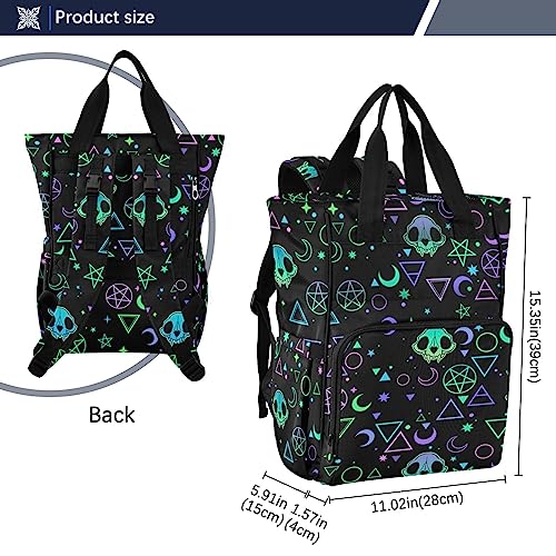 MNSRUU Diaper Bag Magic Skulls Diaper Bag Backpack Multifunction Travel Diaper Bag Tote Large Capacity Diaper Changing Backpacks for Moms Dads