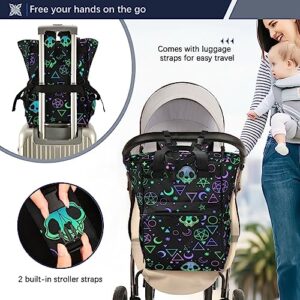 MNSRUU Diaper Bag Magic Skulls Diaper Bag Backpack Multifunction Travel Diaper Bag Tote Large Capacity Diaper Changing Backpacks for Moms Dads