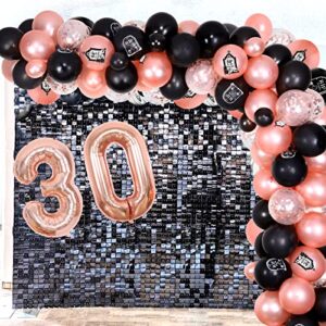 kreat4joy Rip Twenties 30th Birthday Party Decorations for Women, Black and Rose Gold Balloon Garland Death to My Twenties Banner Rip to My 20s Sash Number 30 Foil Balloons for 30th Birthday Party