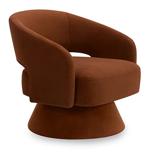 CHITA Swivel Accent Chair Armchair, Velvet Barrel Chair for Living Room Bedroom, Burnt Orange