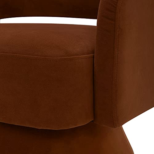 CHITA Swivel Accent Chair Armchair, Velvet Barrel Chair for Living Room Bedroom, Burnt Orange