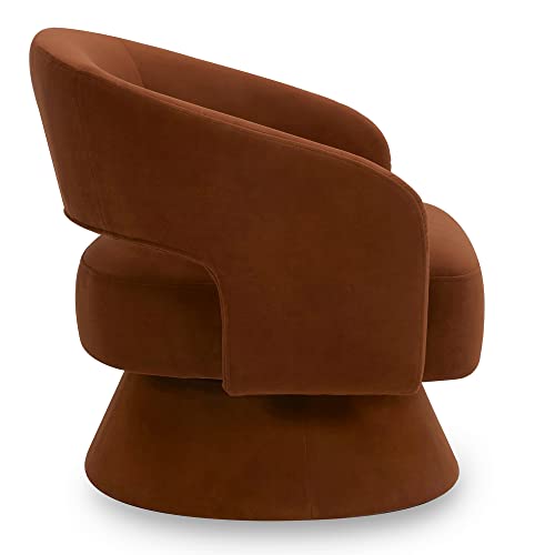 CHITA Swivel Accent Chair Armchair, Velvet Barrel Chair for Living Room Bedroom, Burnt Orange