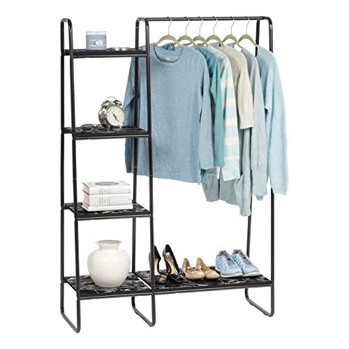 IRIS USA Garment Rack, 5-Shelves, Clothes Racks for Closet Organization, Plant Stand, Marble Black