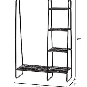 IRIS USA Garment Rack, 5-Shelves, Clothes Racks for Closet Organization, Plant Stand, Marble Black