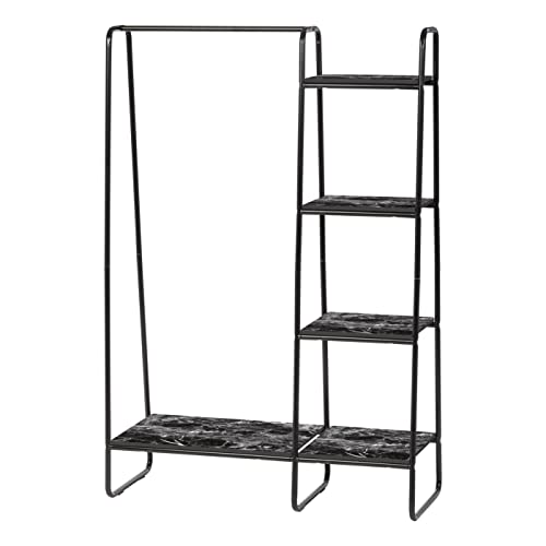 IRIS USA Garment Rack, 5-Shelves, Clothes Racks for Closet Organization, Plant Stand, Marble Black