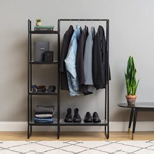 IRIS USA Garment Rack, 5-Shelves, Clothes Racks for Closet Organization, Plant Stand, Marble Black