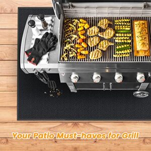 Large Under Grill Mat for Outdoor Grill 60×48 inch, BBQ Floor Mats, Deck Patio Protector Mat, Indoor Fireplace Mats, Fire Pit Mats, Fireproof Grill Pad, Oil Proof Water Resistant, Can Be Folded