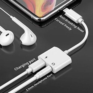 [Apple MFi Certified] iPhone Headphones Adapter, 2 Pack Lightning to 3.5mm Headphone/Earphone Aux Audio + Charge Jack Adapter Dongle Splitter Compatible with iPhone 14 13 12 11 XS XR X 8 7 6 iPad