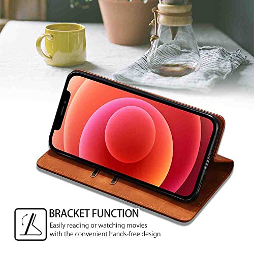 BANLEI2U Phone Cover Wallet Folio Case for Oppo REALME 7 PRO, Premium PU Leather Slim Fit Cover for REALME 7 PRO, Anti Shock, Light Brown