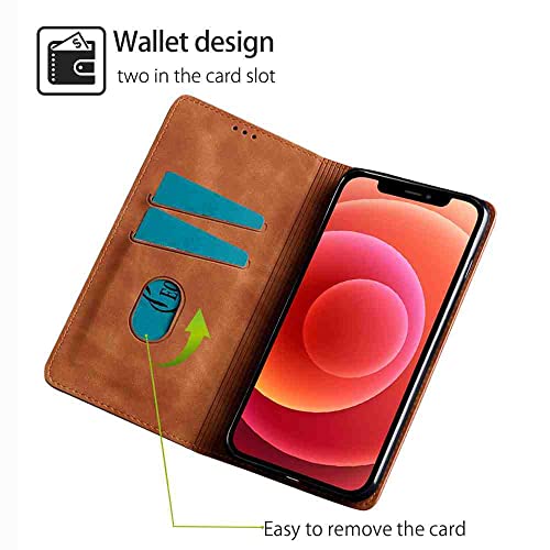 BANLEI2U Phone Cover Wallet Folio Case for Oppo REALME 7 PRO, Premium PU Leather Slim Fit Cover for REALME 7 PRO, Anti Shock, Light Brown