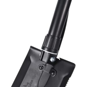 Survival Folding Shovel & Pick Axe - Heavy Duty Tactical with Lengthened Handle - Military Folding Entrenching Tool - Emergency Gear - Tool for Off Road, Camping, Digging Dirt, Sand, Mud & Snow