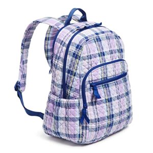 Vera Bradley Women's Cotton Campus Backpack, Amethyst Plaid - Recycled Cotton, One Size