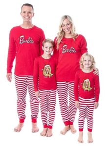 intimo barbie family christmas logo santa unisex sleep 2 piece pajama set (adult, small)