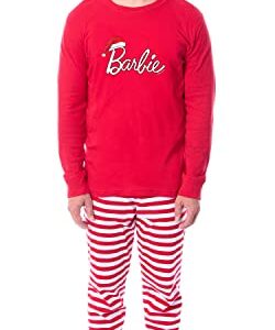 INTIMO Barbie Family Christmas Logo Santa Unisex Sleep 2 Piece Pajama Set (Adult, Small)