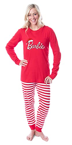 INTIMO Barbie Family Christmas Logo Santa Unisex Sleep 2 Piece Pajama Set (Adult, Small)