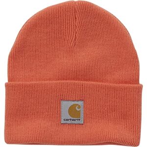 carhartt unisex child kids knit beanie watch hat, living coral, 8-14 years