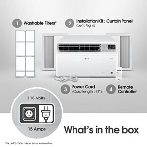 LG 10000 BTU Window Air Conditioners [2023 New] Dual Inverter Remote WiFi Enabled App Ultra-Quite Washable Filter Cools 450 Sq.Ft AC Unit air conditioner Easy Install White LW1022FVSM