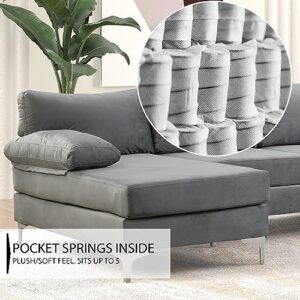 Casa AndreaMilano Modern Large Velvet Fabric U-Shape Sectional Sofa, Double Extra Wide Chaise Lounge Couch