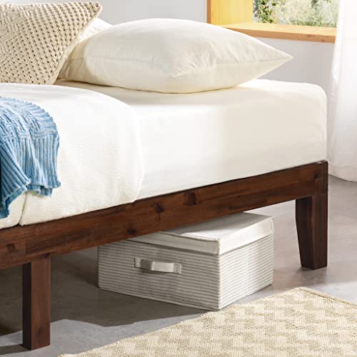 Mellow Naturalista Classic 12 Inch Solid Wood Platform Bed with Wooden Slats, Cal King, Espresso