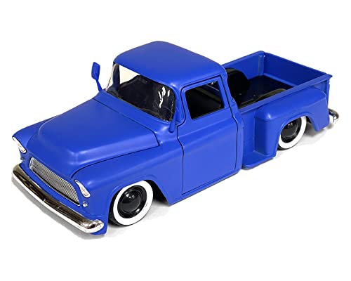 MiJo Exclusives Jada Toys 1:24 1955 Chevrolet Stepside Truck - Matte Blue - Just Trucks - 34295