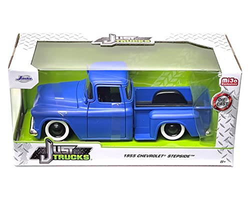 MiJo Exclusives Jada Toys 1:24 1955 Chevrolet Stepside Truck - Matte Blue - Just Trucks - 34295